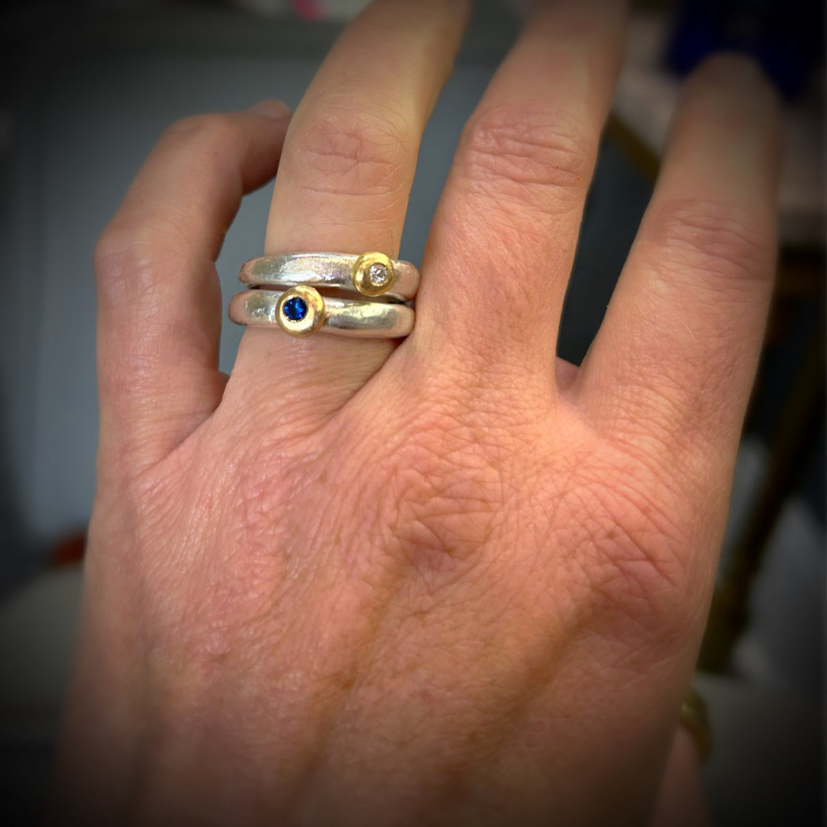 Silver and Gold Ripple Rings – jessicaweissjewelry